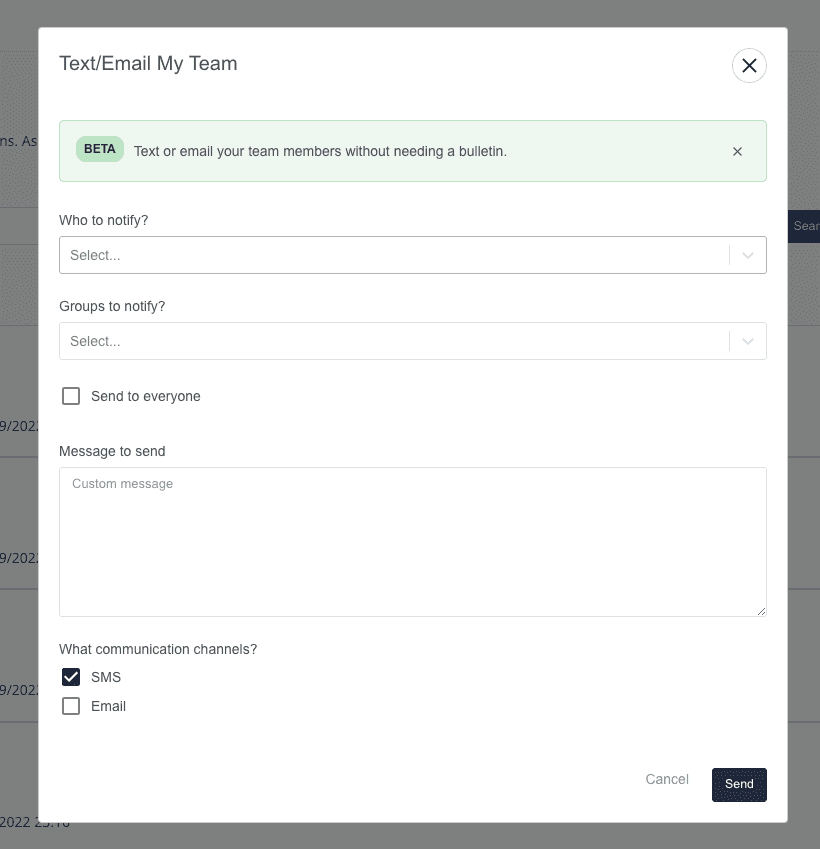 Team Text/Email Blasts – Watchtower Knowledge Base